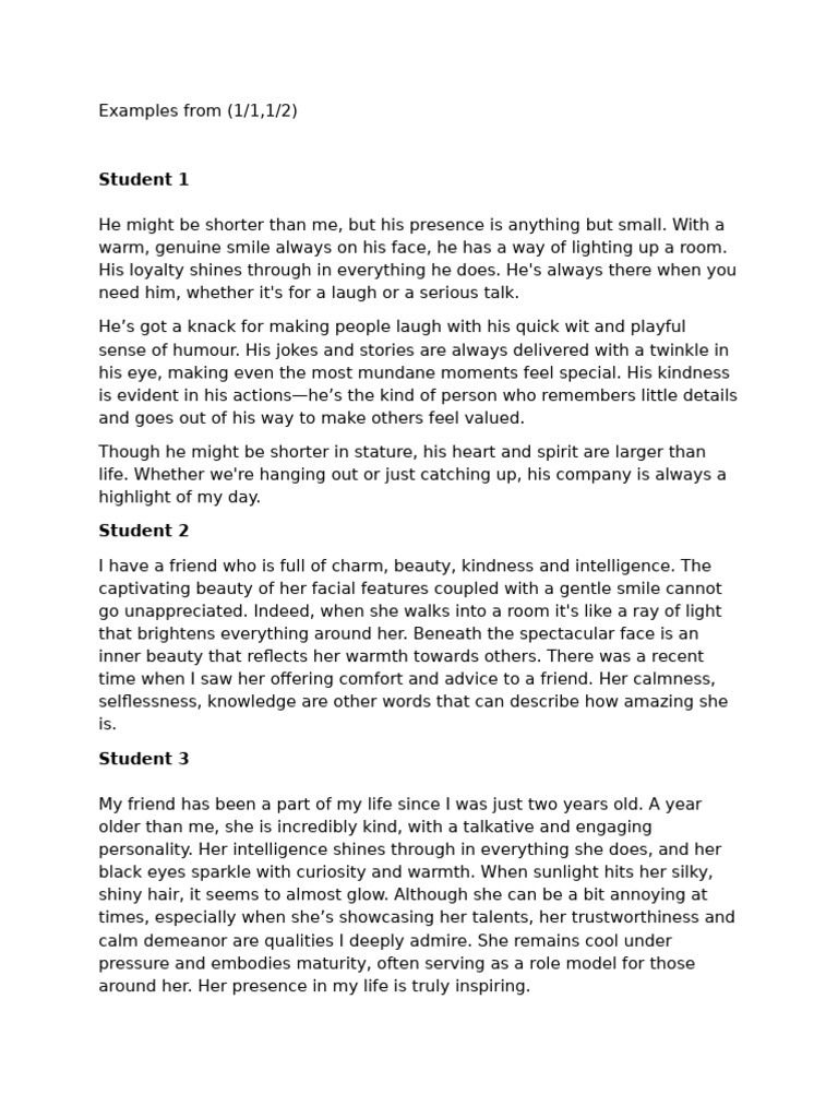 Student Friendship Tributes | PDF