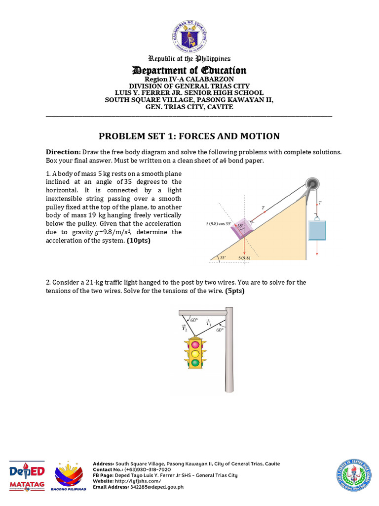 Gp1 Probset1 Forces and Motion | PDF | Force | Tension (Physics)