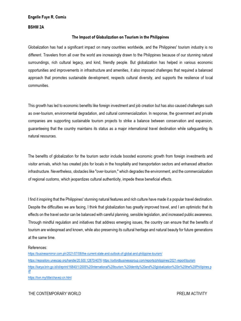 Tcw | PDF | Tourism | Globalization