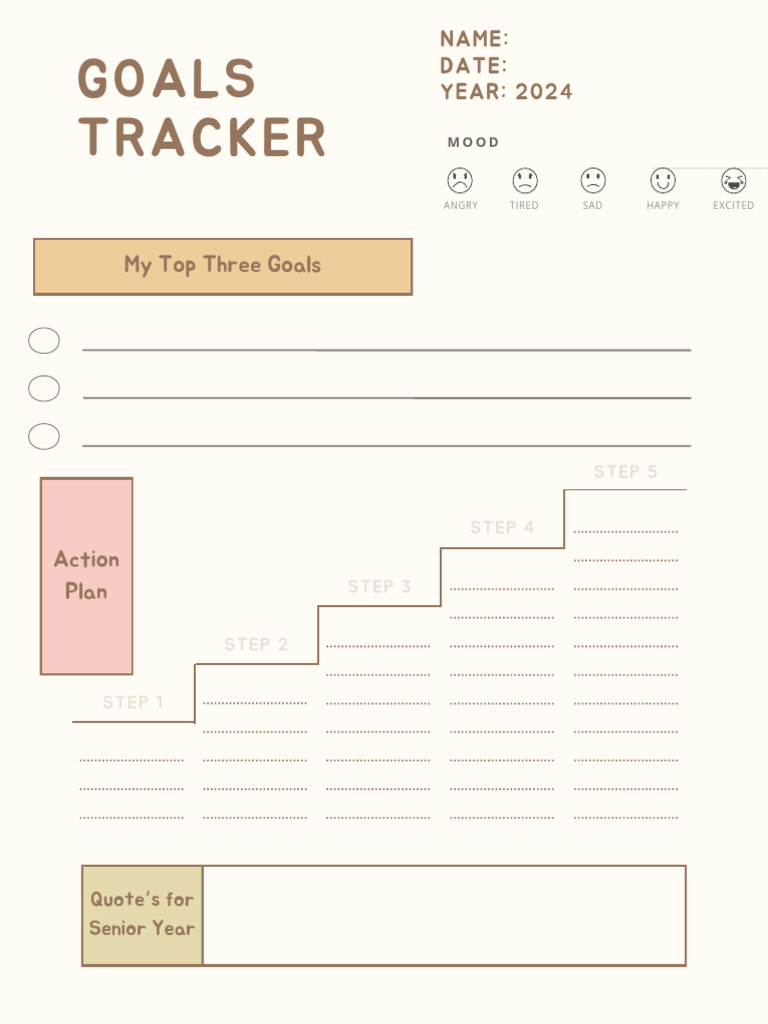 Colorful Simple Goals Tracker Bullet Journal | PDF