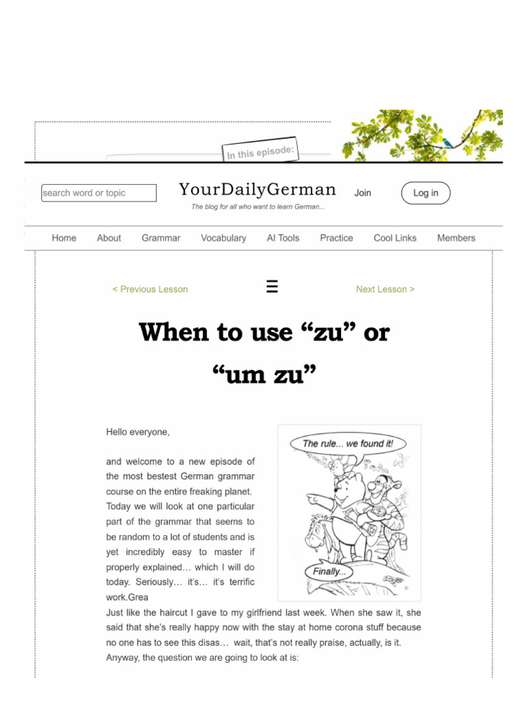 German Practice - Umzu or Zu | PDF