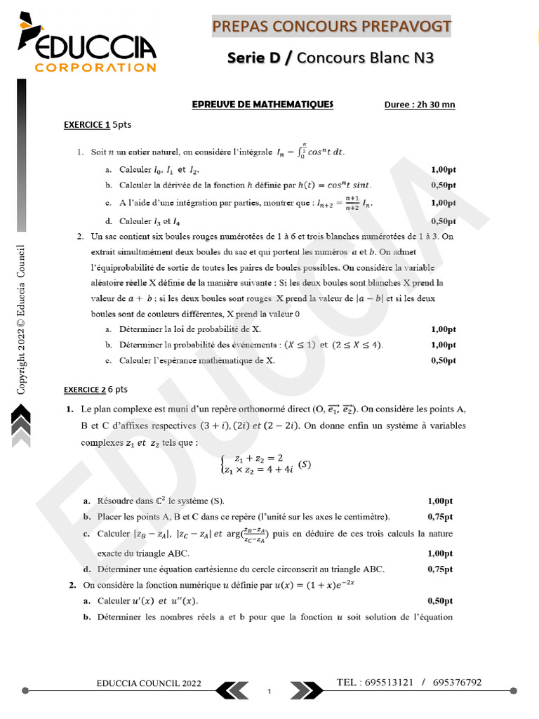 Concours Prepavogt D N3 Maths | PDF | Technology & Engineering