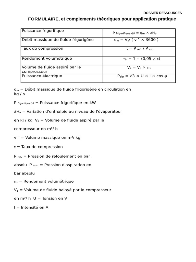 Calcule Formule CP | PDF | Puissance (physique) | Pression