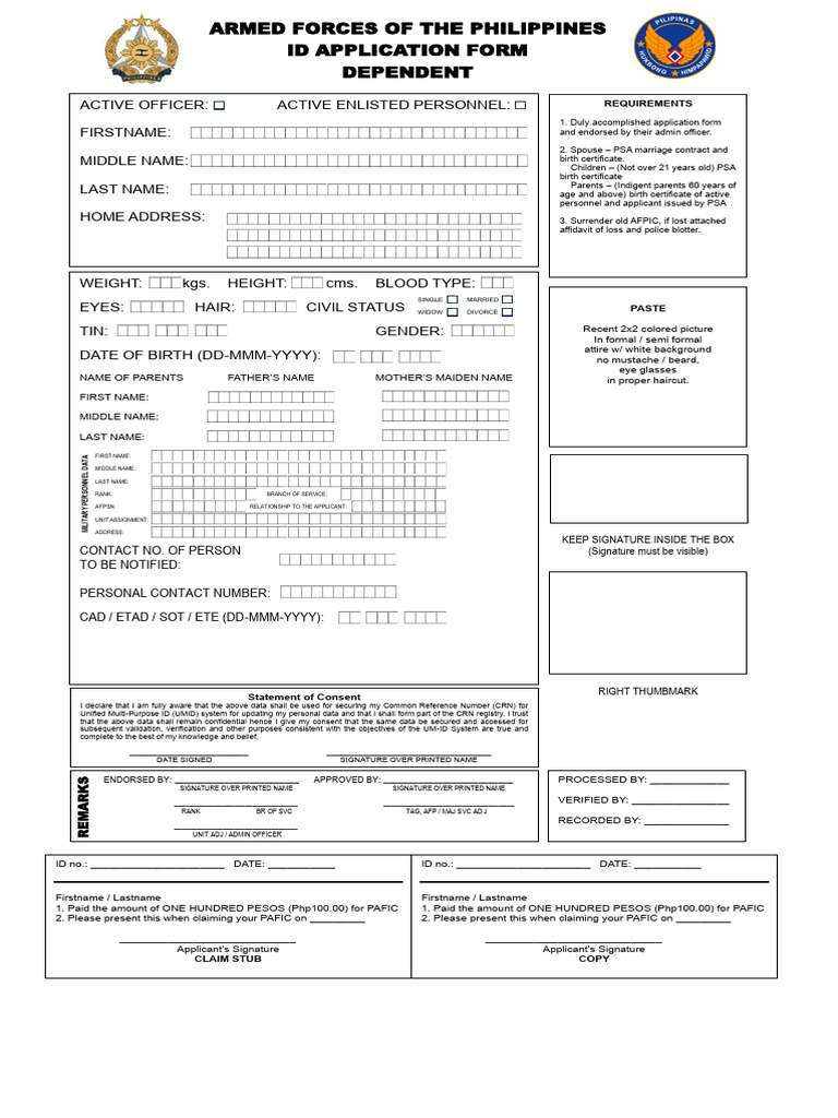 AFP ID Application Guide | PDF | Birth Certificate | Social Institutions