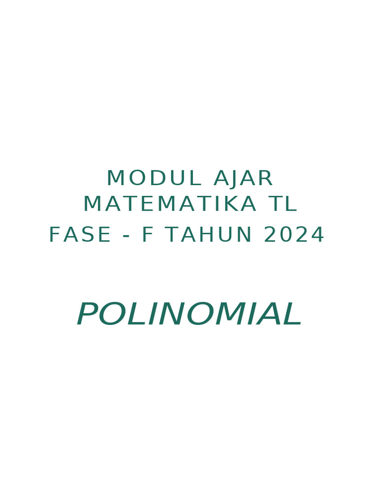PDF Modul Ajar Polinomial - Compress | PDF | Kesehatan Holistik | Sains & Matematika