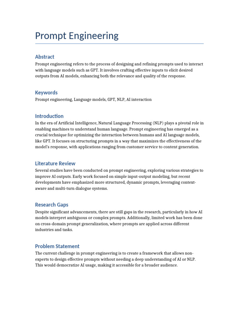 Prompt Engineering Seminar Report-1 | PDF | Artificial Intelligence | Intelligence (AI) & Semantics