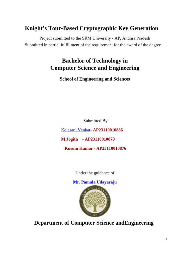Knight's Tour-Based Cryptographic Key Generation | PDF | Encryption | Key (Cryptography)