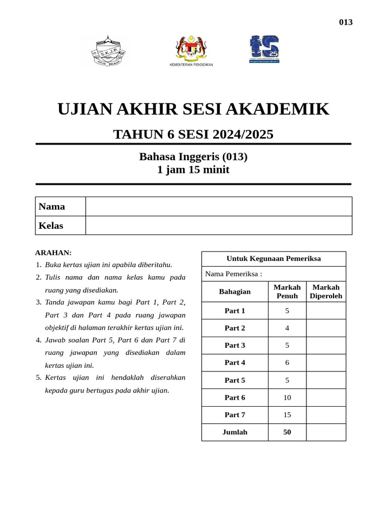 UASA Template SR Year 6 2024 (QP) Complete | PDF | Sushi