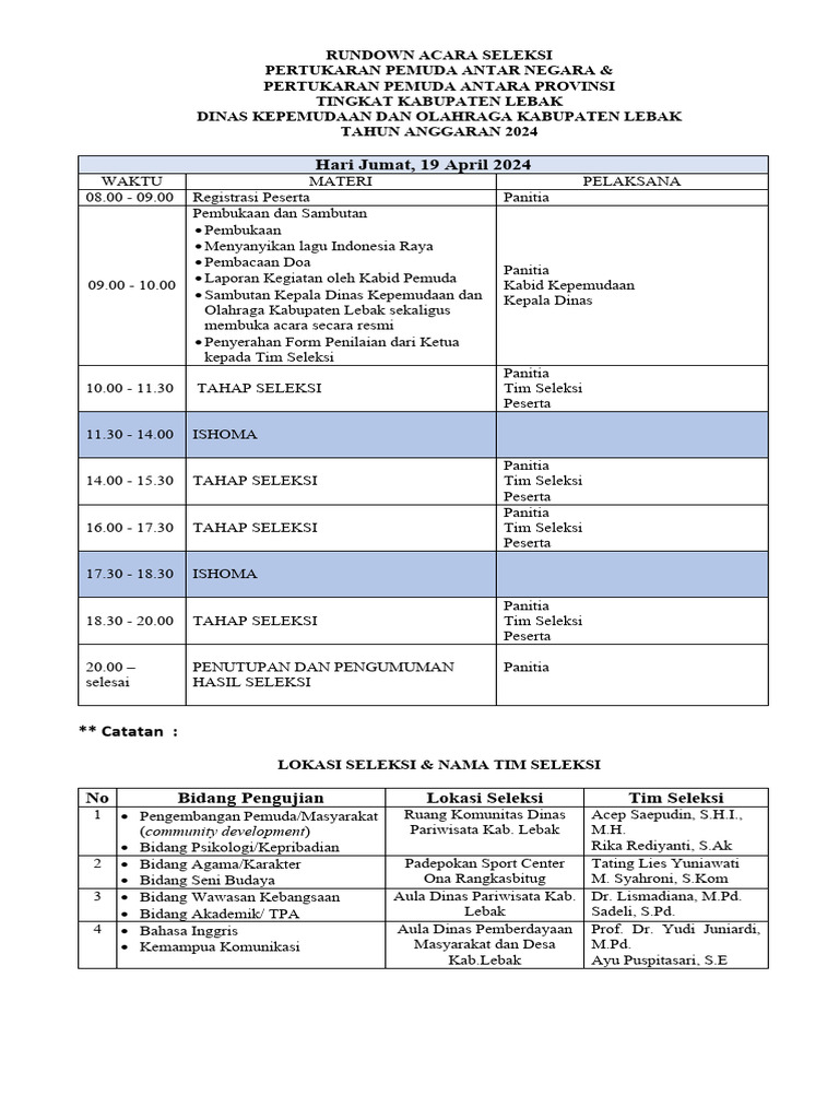 Rundown Seleksi Ppan & Ppap 2024 | PDF