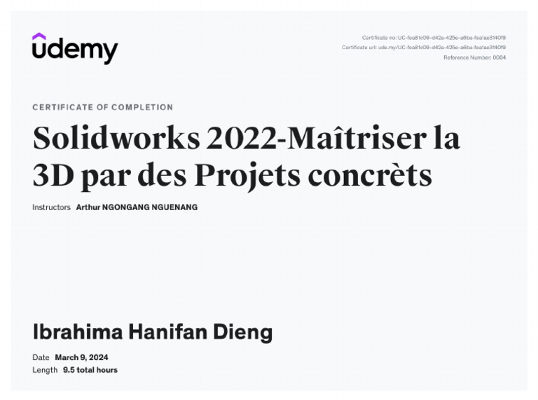 Certificate International Solidworks UC | PDF