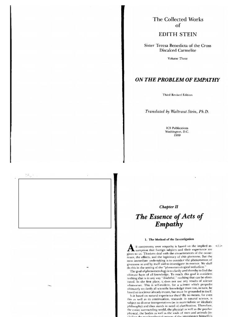 Stein - On The Problem of Emphathy (Fragments) | PDF | Empathy ...