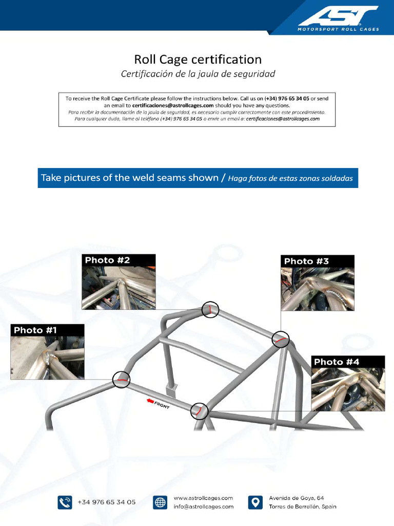 Roll Cage Certification Procedure Certificacion de La Jaula de Seguridad... | PDF