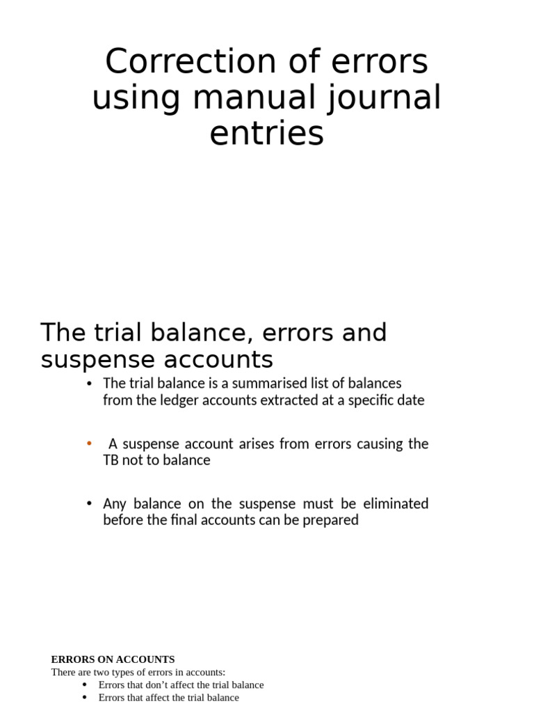 7 Correction of Errors Using Manual Journal Entries | PDF | Debits And Credits | Bookkeeping