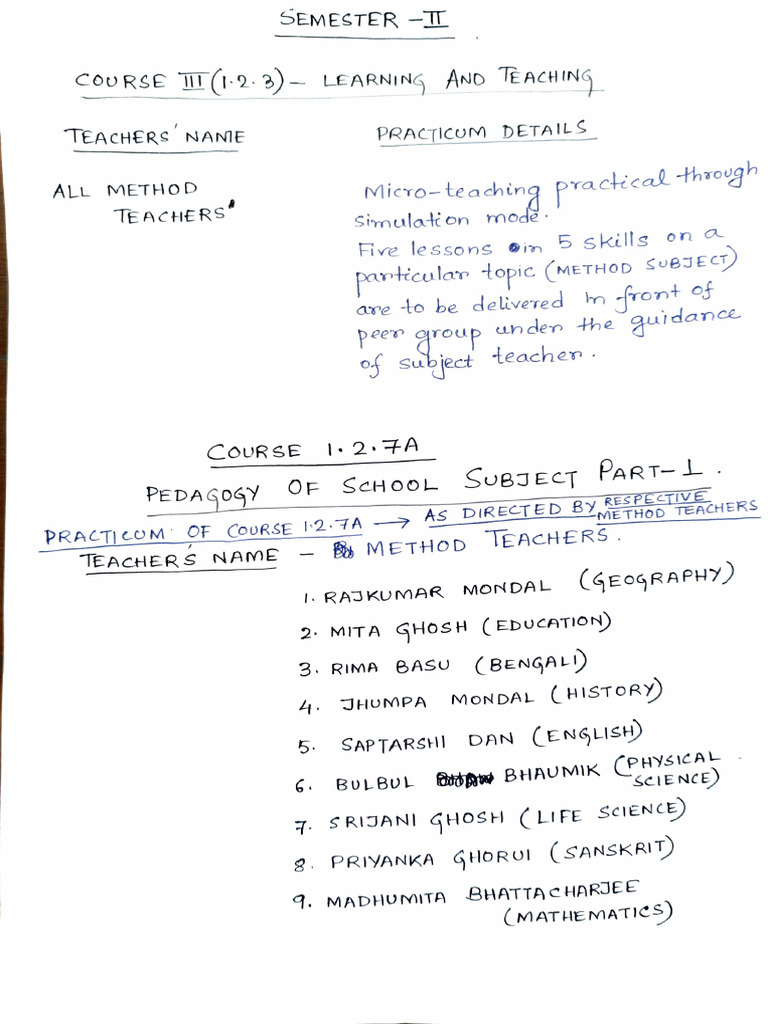 2nd Sem Prac Teacher Alloted | PDF