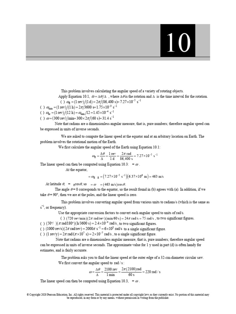 Ch10 Solution Totally | PDF | Rotation Around A Fixed Axis | Torque