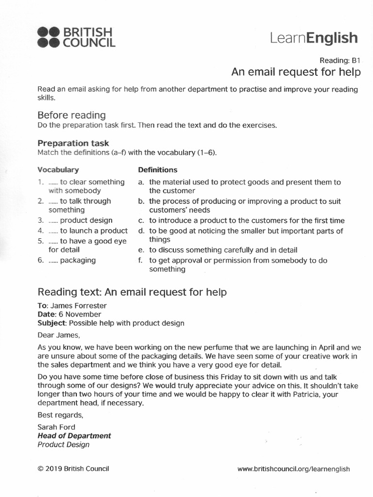 British Council Email Asking For Help Reading | PDF