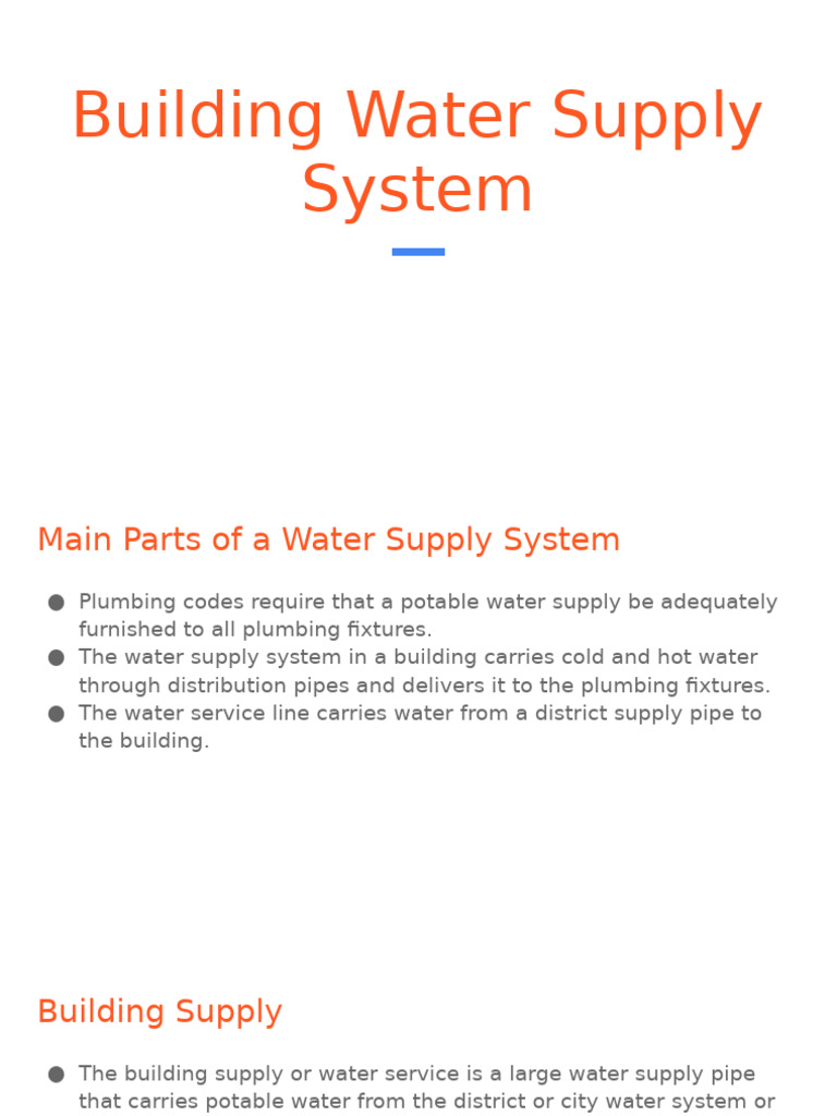Building Water Supply System | PDF | Plumbing | Pipe (Fluid Conveyance)
