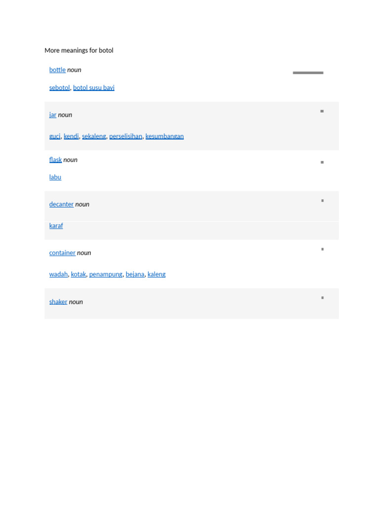 Bottle Sebotol Botol Susu Bayi: More Meanings For Botol | PDF