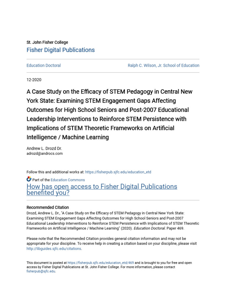 A Case Study On The Efficacy of STEM Pedagogy in Central New York | PDF | Science, Technology ...