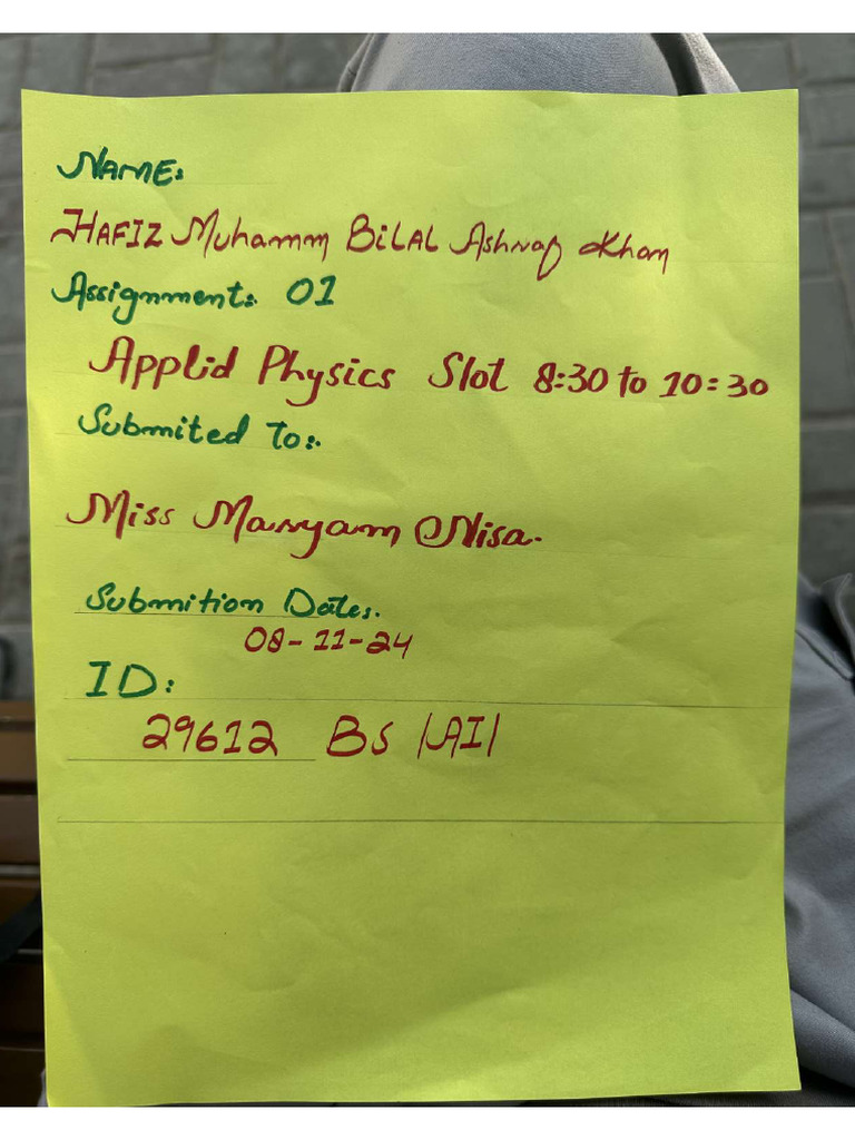 Applied Physics Assignment | PDF