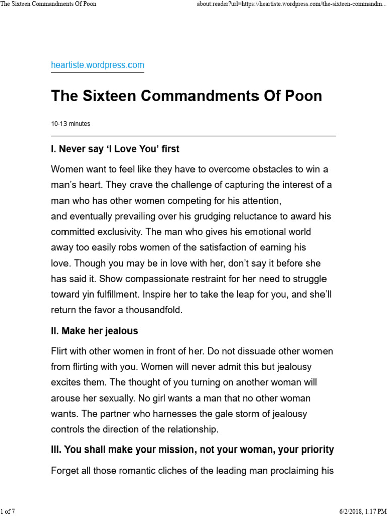 Sixteen Commandments of Dating | PDF | Psychology