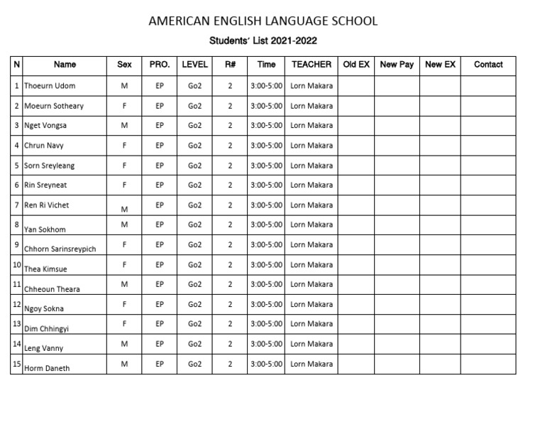 2021-2022 Student List for AE School | PDF | Sports & Recreation