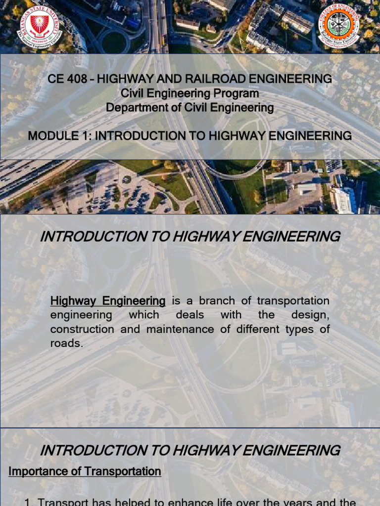 Ce 408 - Highway and Railroad Engineering Civil Engineering Program ...