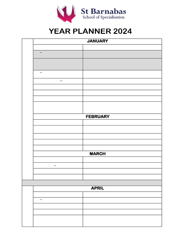 2024 School Year Planner Overview | PDF