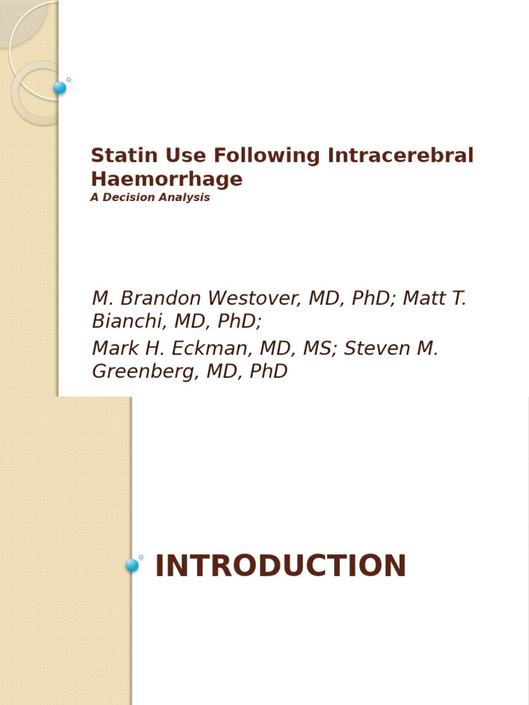 Statin Use Following Intracerebral Hemorrhage | PDF | Statin | Stroke