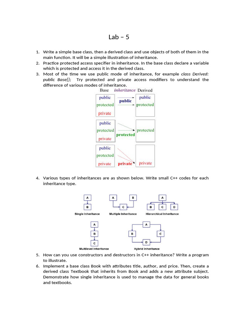 Lab Assignment 5 UTA018 | PDF | Class (Computer Programming) | Inheritance (Object Oriented ...
