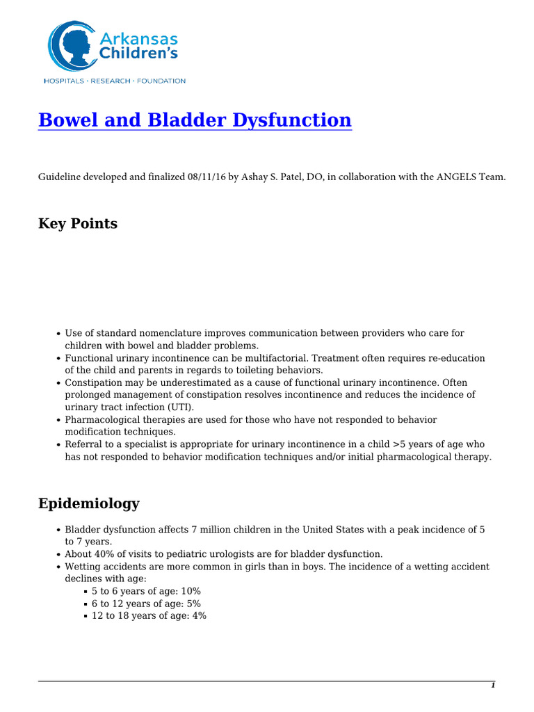 Bowel and Bladder Dysfunction | PDF | Urinary Incontinence | Urination