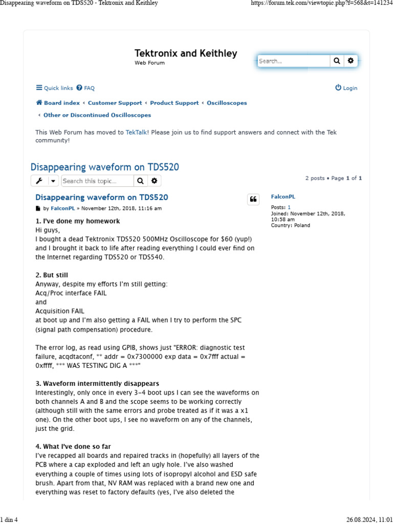 Disappearing Waveform On TDS520 - Tektronix and Keithley | PDF ...