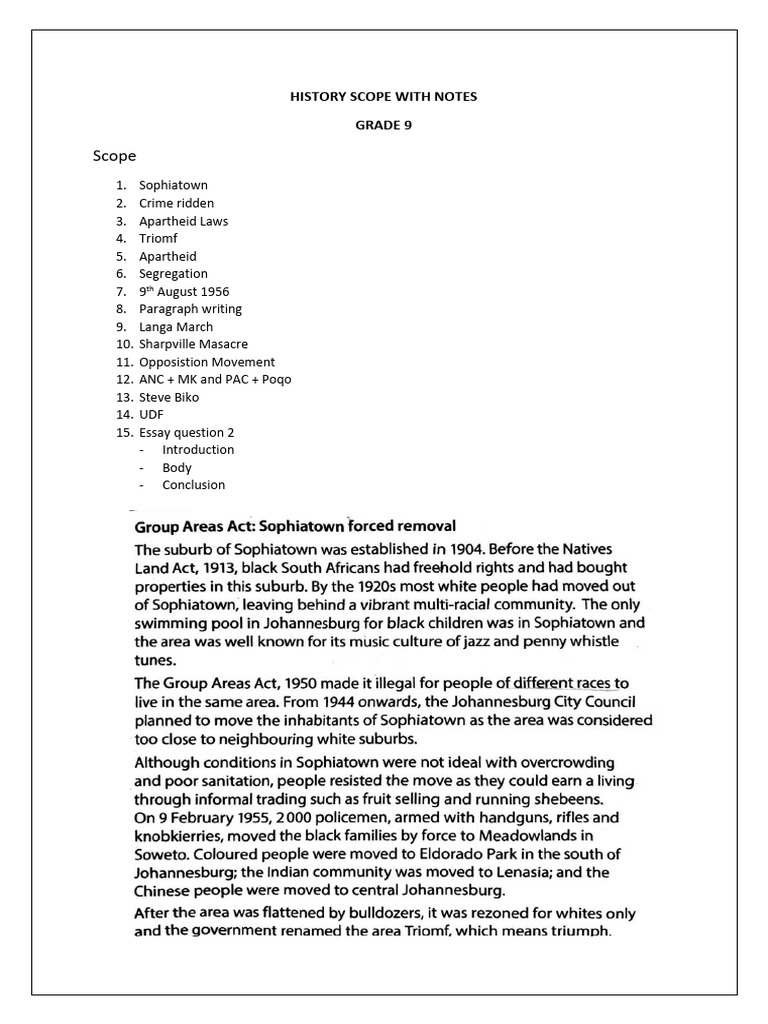 Term 4 History and Geography Scope With Notes Grade 9 November | PDF ...