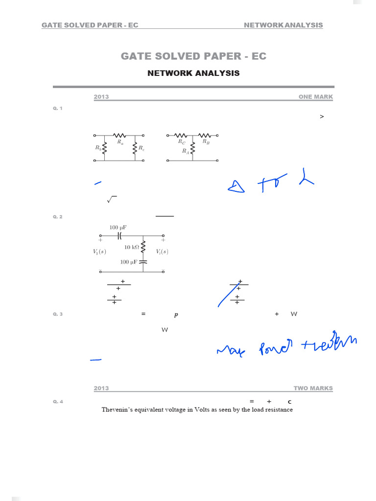 EC Network Analysis | PDF | Network Analysis (Electrical Circuits) | Electrical Network