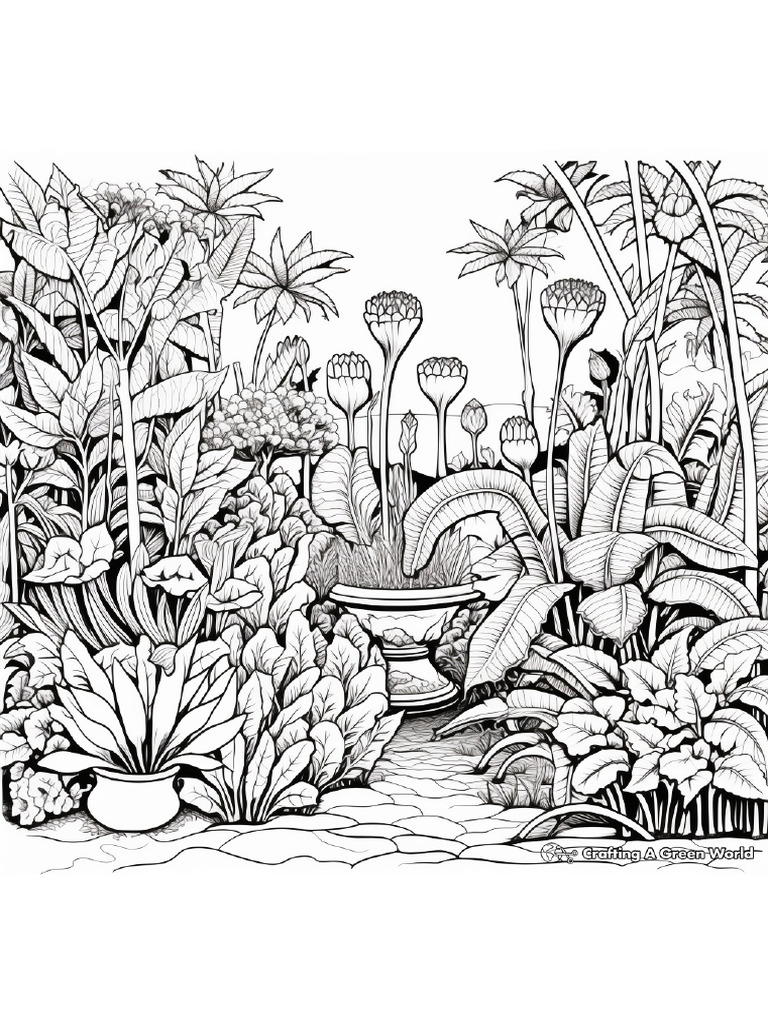 Artistic Botanical Garden Coloring Pages For Adults 2 | PDF