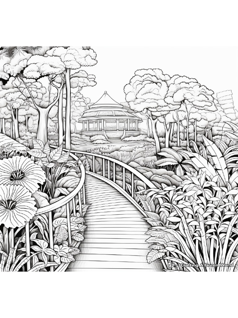 Artistic Botanical Garden Coloring Pages For Adults 4 | PDF