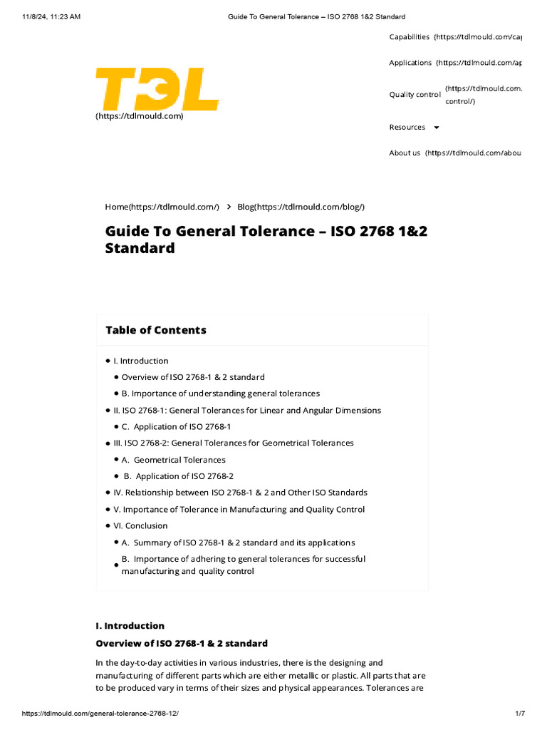 Guide To General Tolerance - ISO 2768 1&2 Standard | PDF | Engineering ...