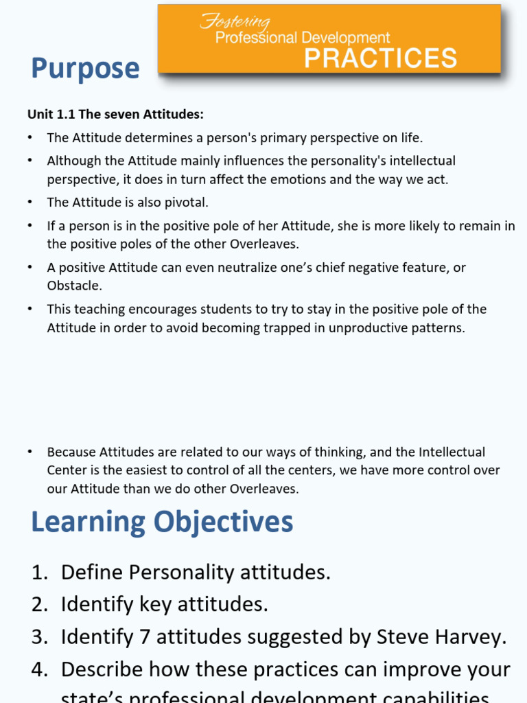 Module 1 Unit 1.2 The Seven Attitudes and Habits | PDF | Attitude ...
