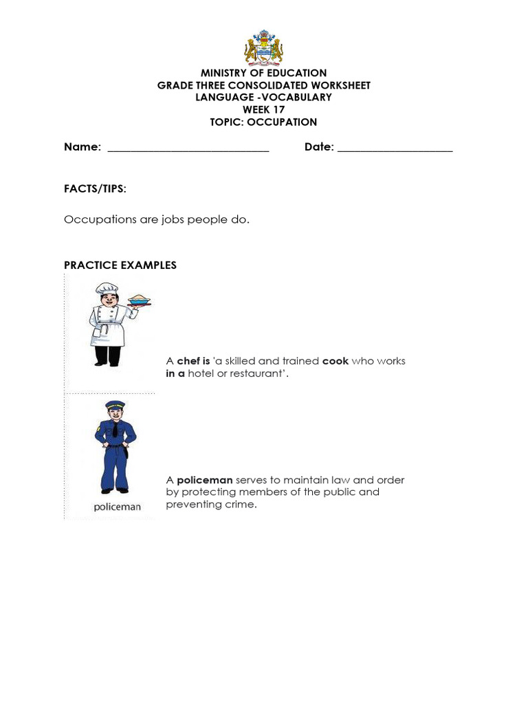 Grade 3 English Language Vocabulary Week 17 - 2022 - Consolidated ...