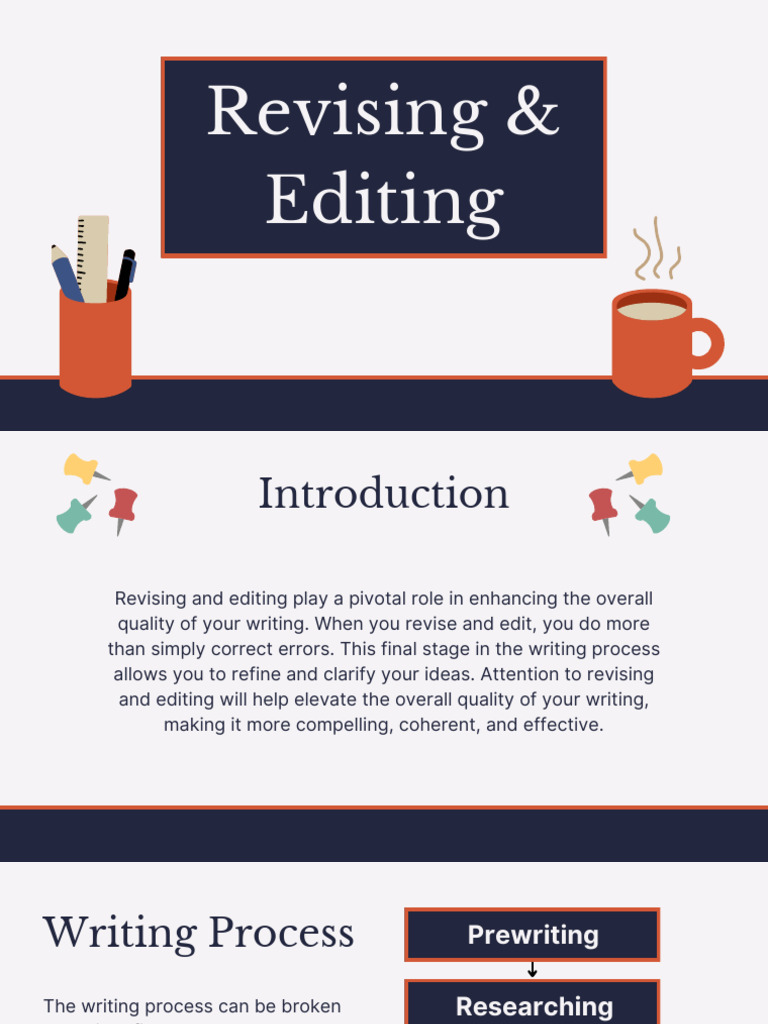 Revising and Editing Education Presentation in Blue, White, and Red ...