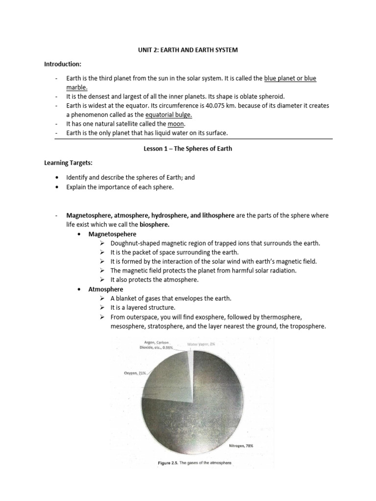 UNIT 2 Earth and Earth System | PDF | Earth | Atmosphere