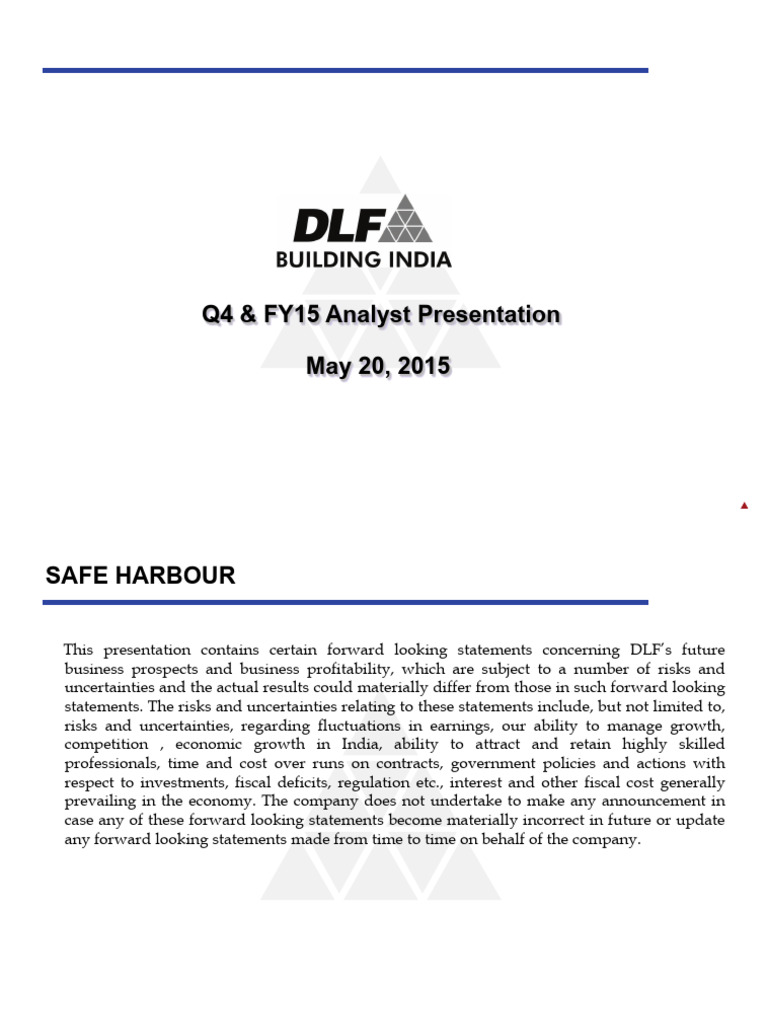 DLF Q4 FY15 Analyst Presentation Insights | PDF | Balance Sheet | Dividend