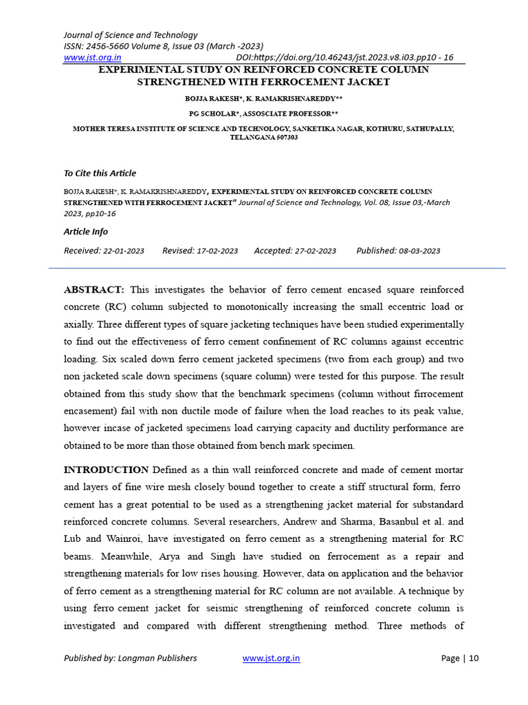 Science and Technology Journals | PDF | Concrete | Reinforced Concrete