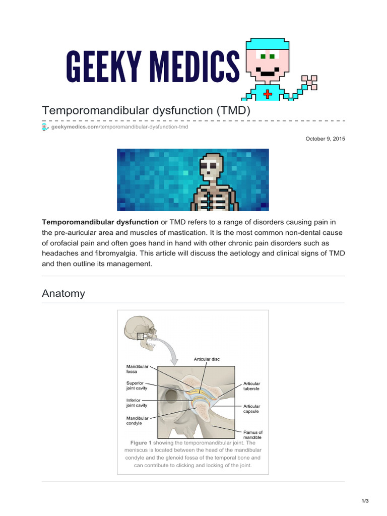 Temporomandibular Dysfunction TMD | PDF | Medical Specialties | Causes ...