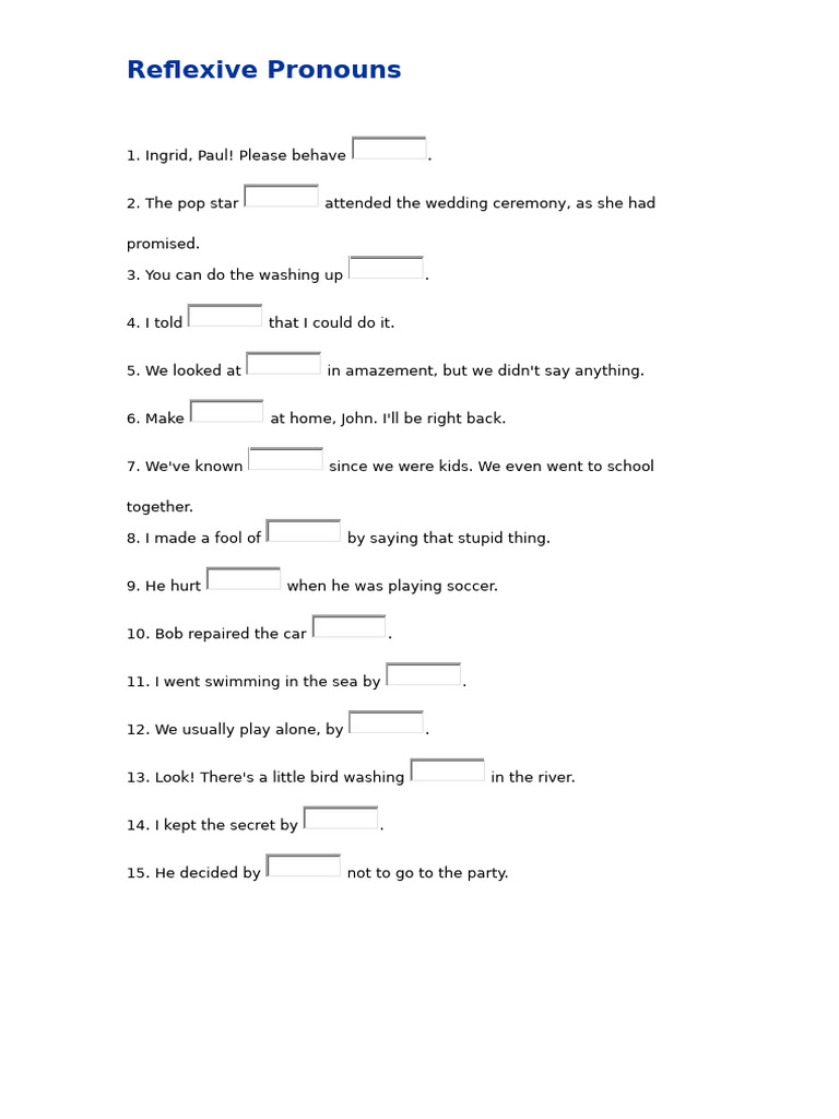 Reflexive Pronouns | PDF | Foreign Language Studies