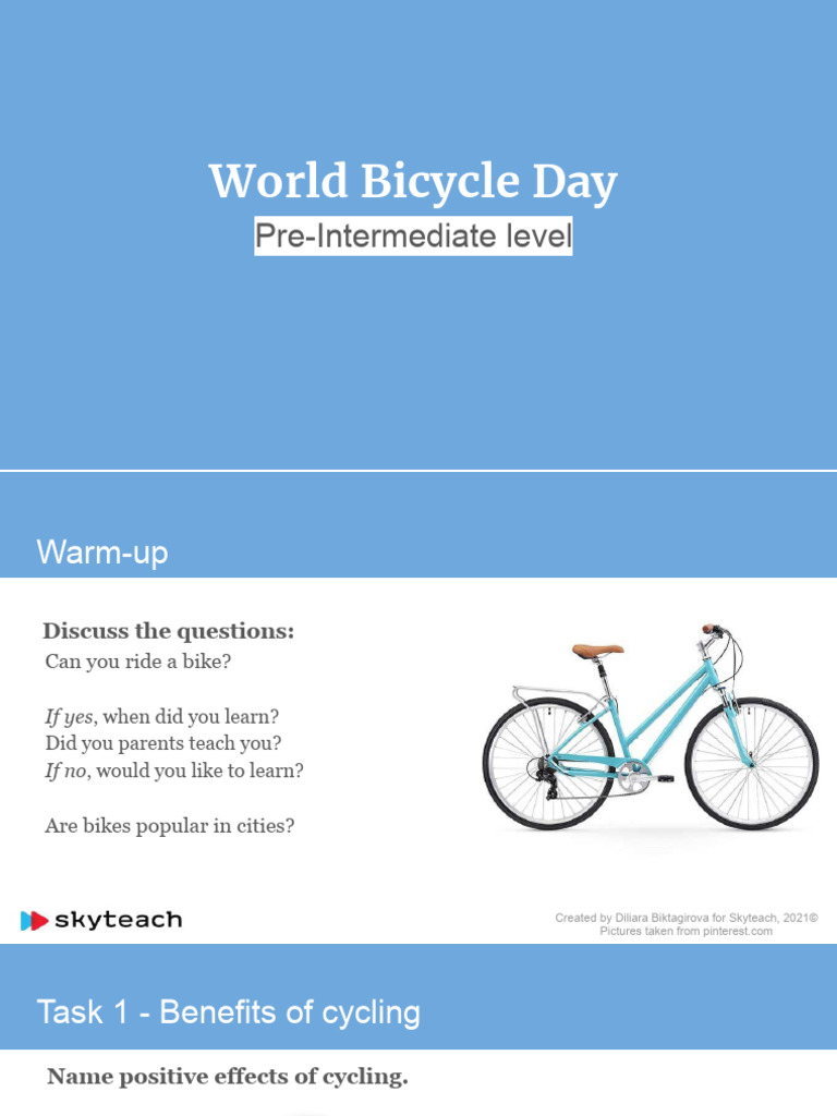 World Bicycle Day Activities Worksheet | PDF | Sustainable Transport ...