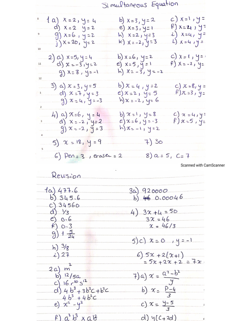 Simultaneous Equations HW | PDF