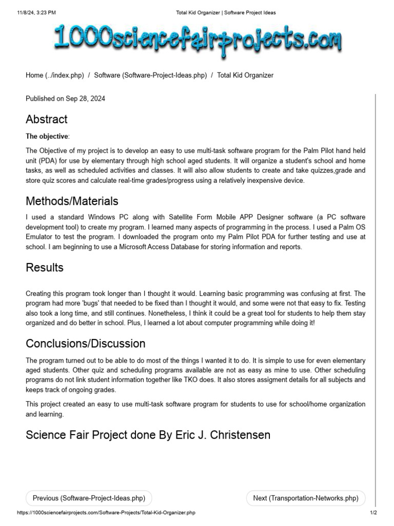 Total Kid Organizer _ Software Project Ideas | PDF | Software | Computer Programming