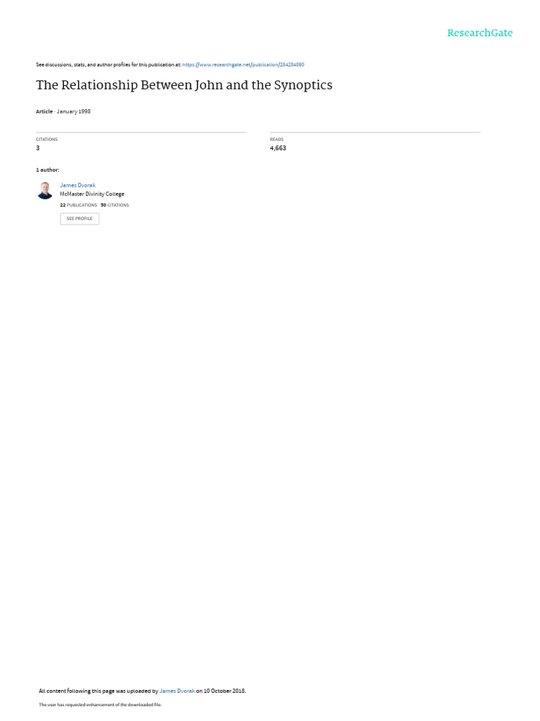 The Relationship Between John and The Sy | PDF | Gospel Of John | Jesus