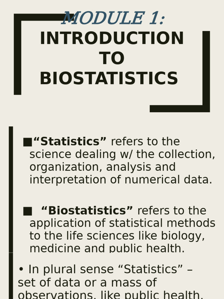 Biostat Lecture 1 | PDF | Statistics | Level Of Measurement